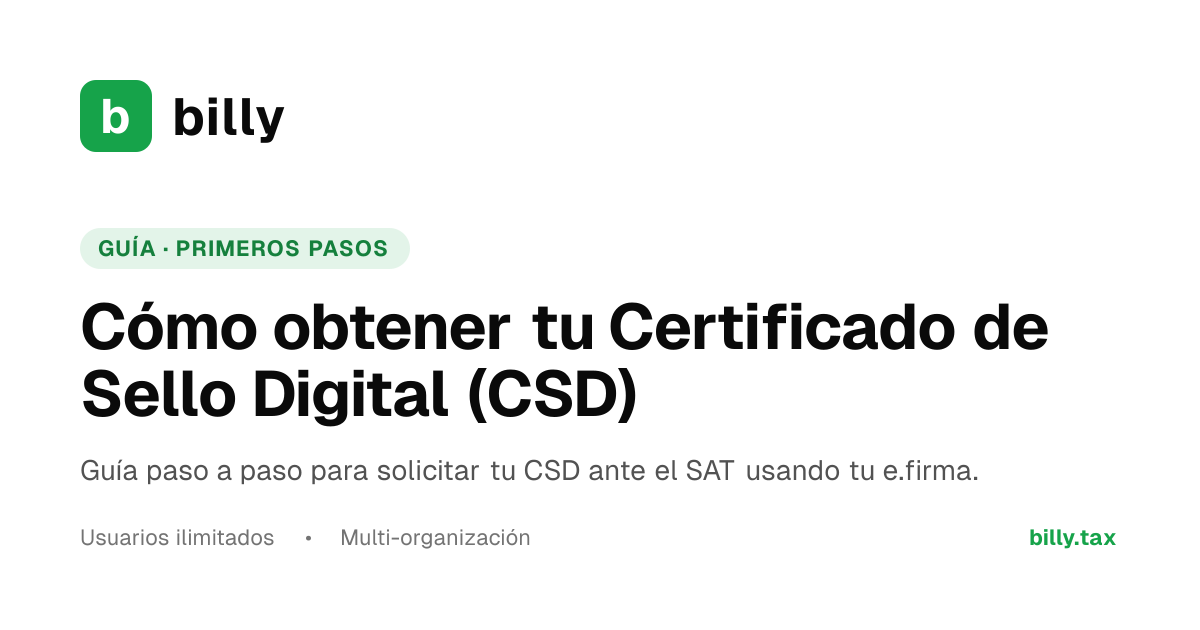 Cómo obtener tu Certificado de Sello Digital (CSD) | Billy